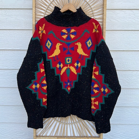 liberty | Sweaters | Vintage Liberty Wool Turtleneck Folk Design Made ...